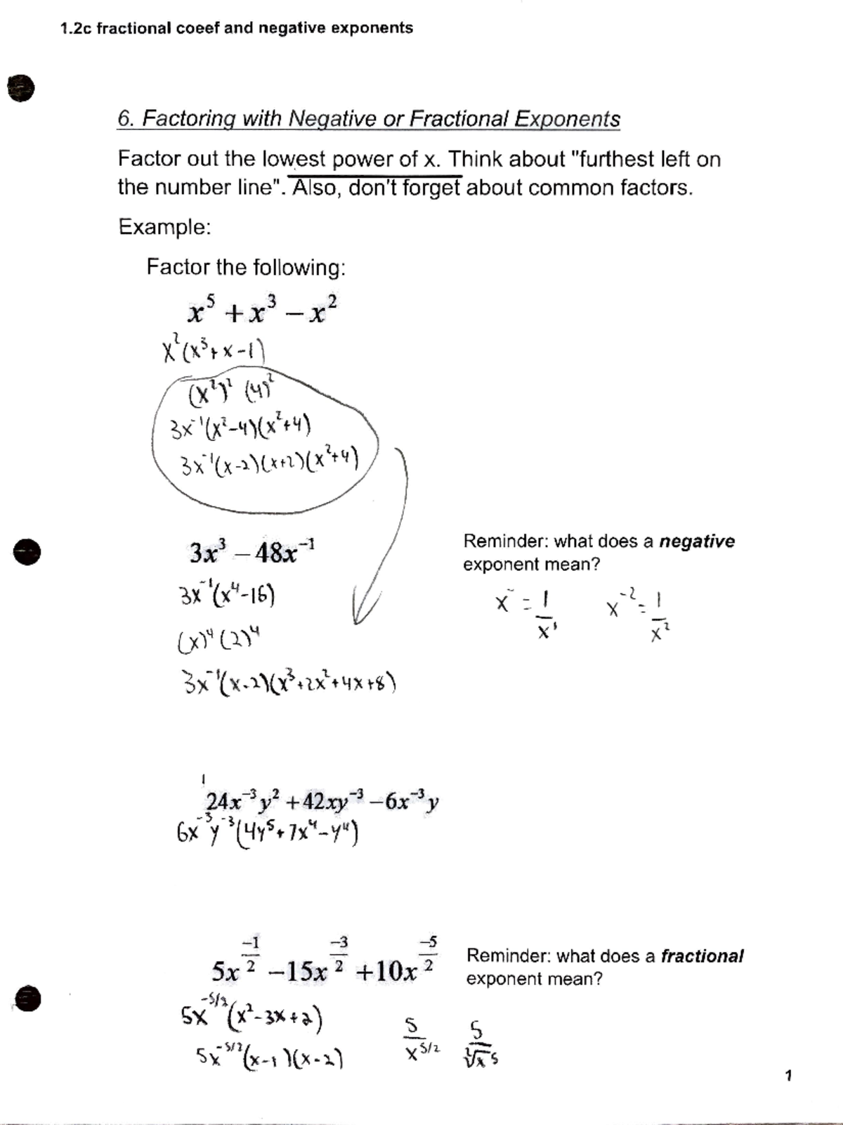 Calculus 30 factoring with fractional and negative exponents - 1 ...
