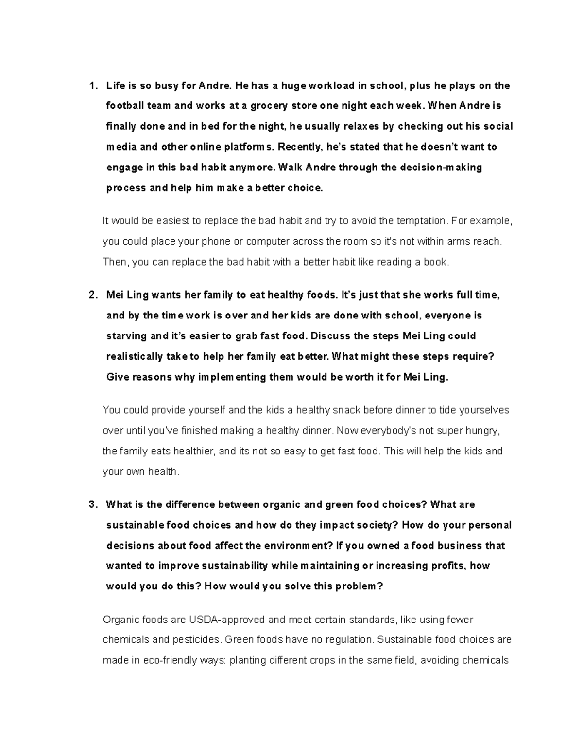Unit 2 Critical Thinking Qs: Decision-Making & Healthy Choices - Studocu