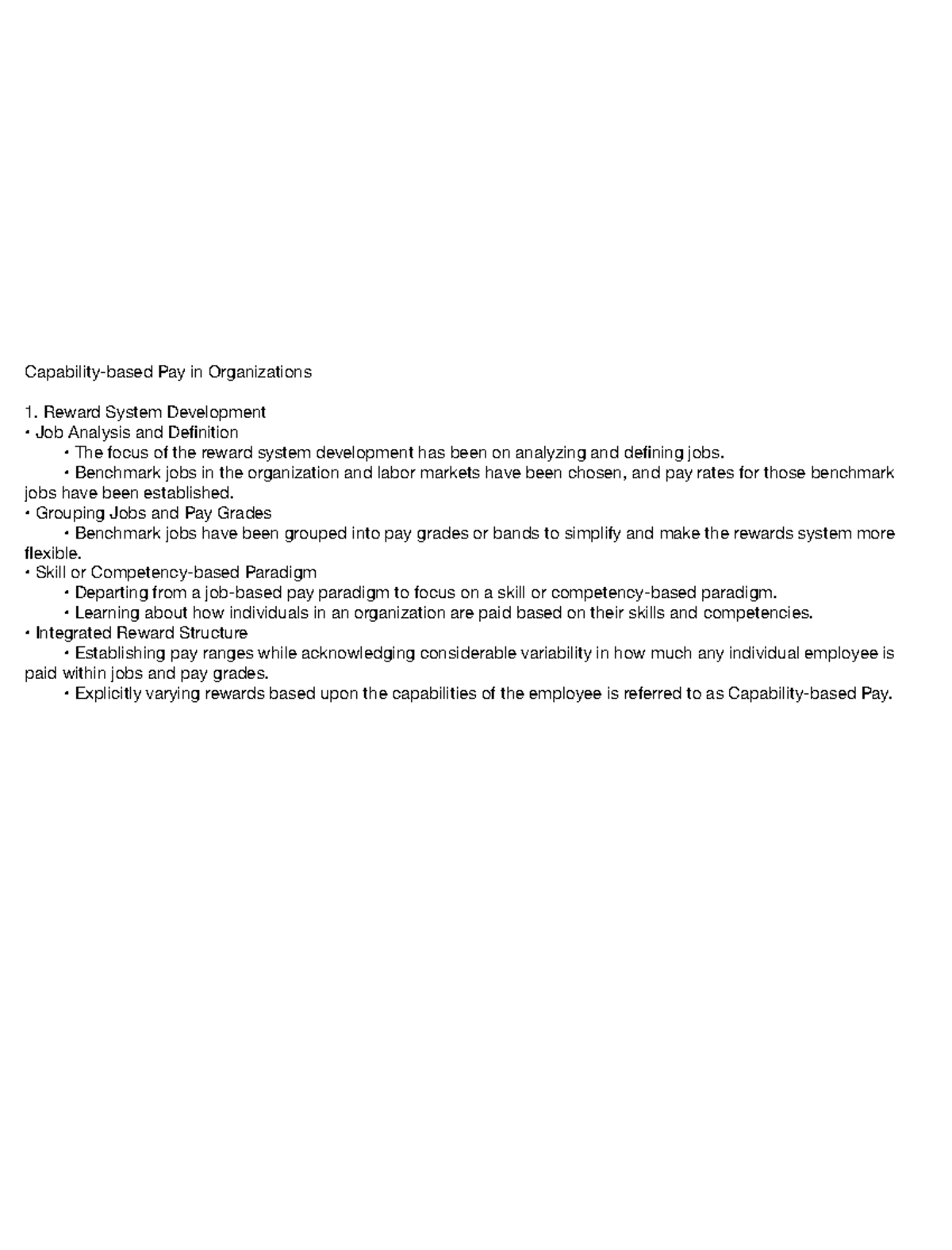HRM 101: Capability-Based Pay Reward System Development Notes - Studocu