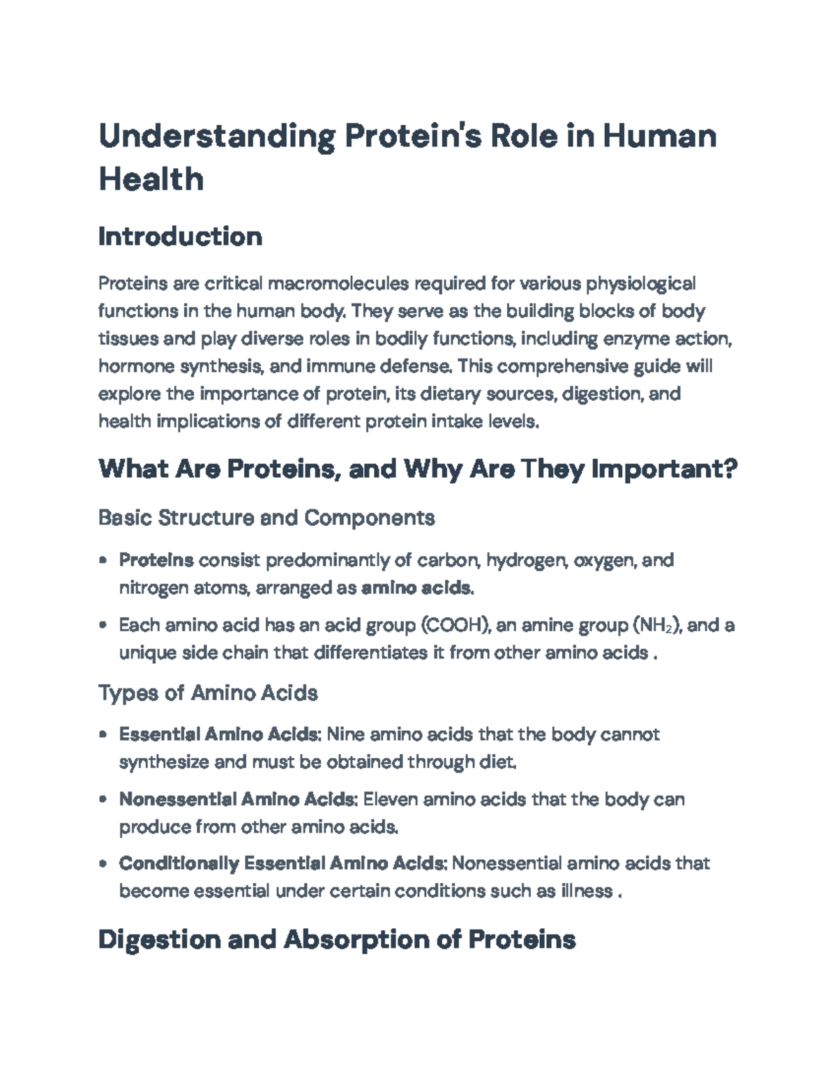 Understanding Protein's Role in Human Health: Sources & Benefits - Studocu