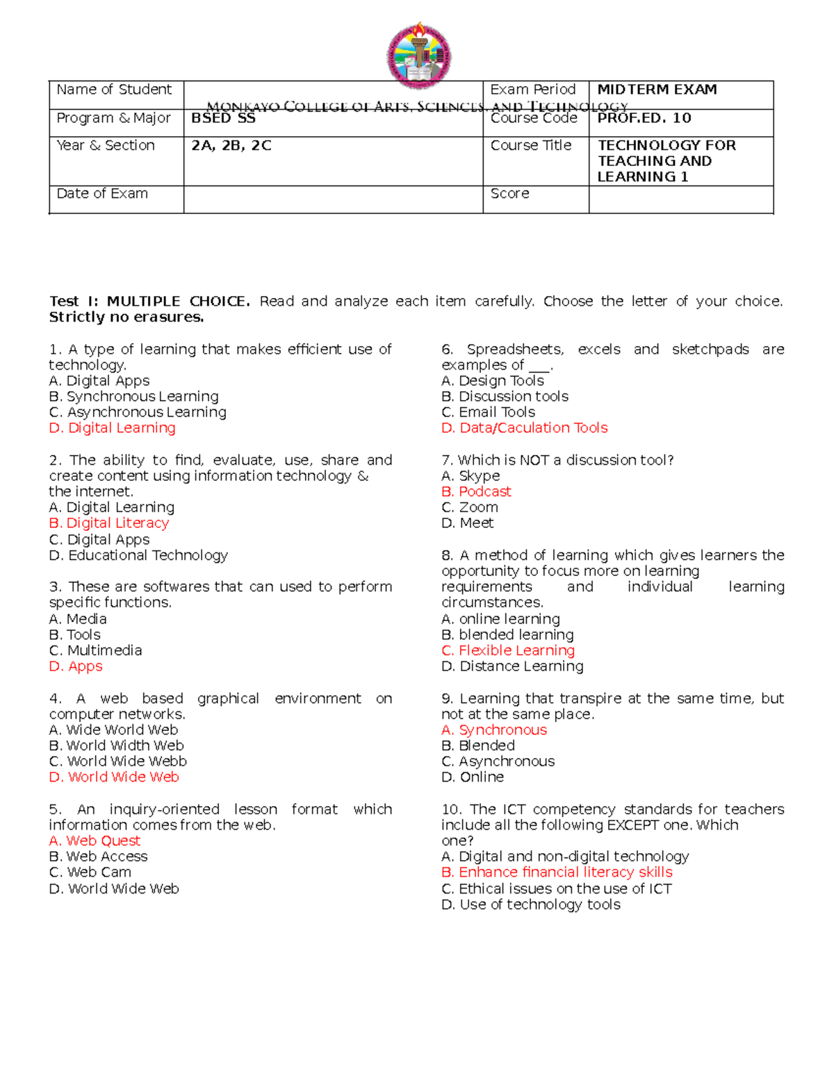 PROF.ED 10 - Midterm Exam Review Material on Tech in Teaching - Studocu