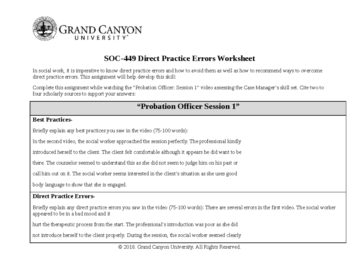 SOC-449.T3.Direct Practice Errors Worksheet revised - SOC-449 Direct Practice Errors Worksheet ...