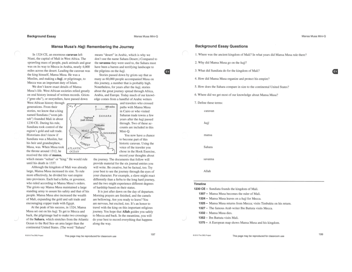 Mansa Musa - Document Based Questions - Studocu