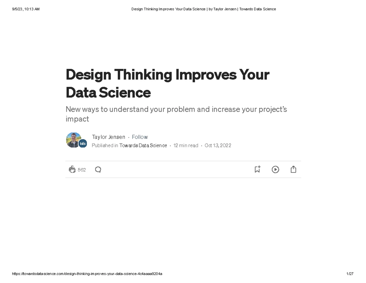 Successfully Combining Design Thinking and Data Science - Neil Sinclair ...