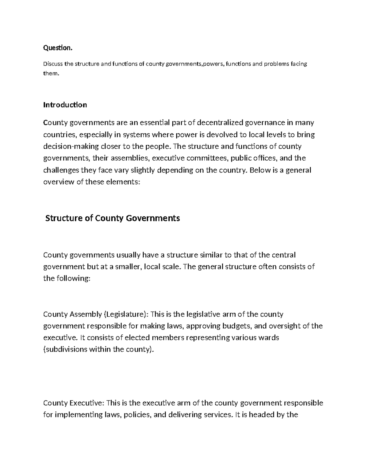 Doctor betty - Help understand governments - Question. Discuss the ...