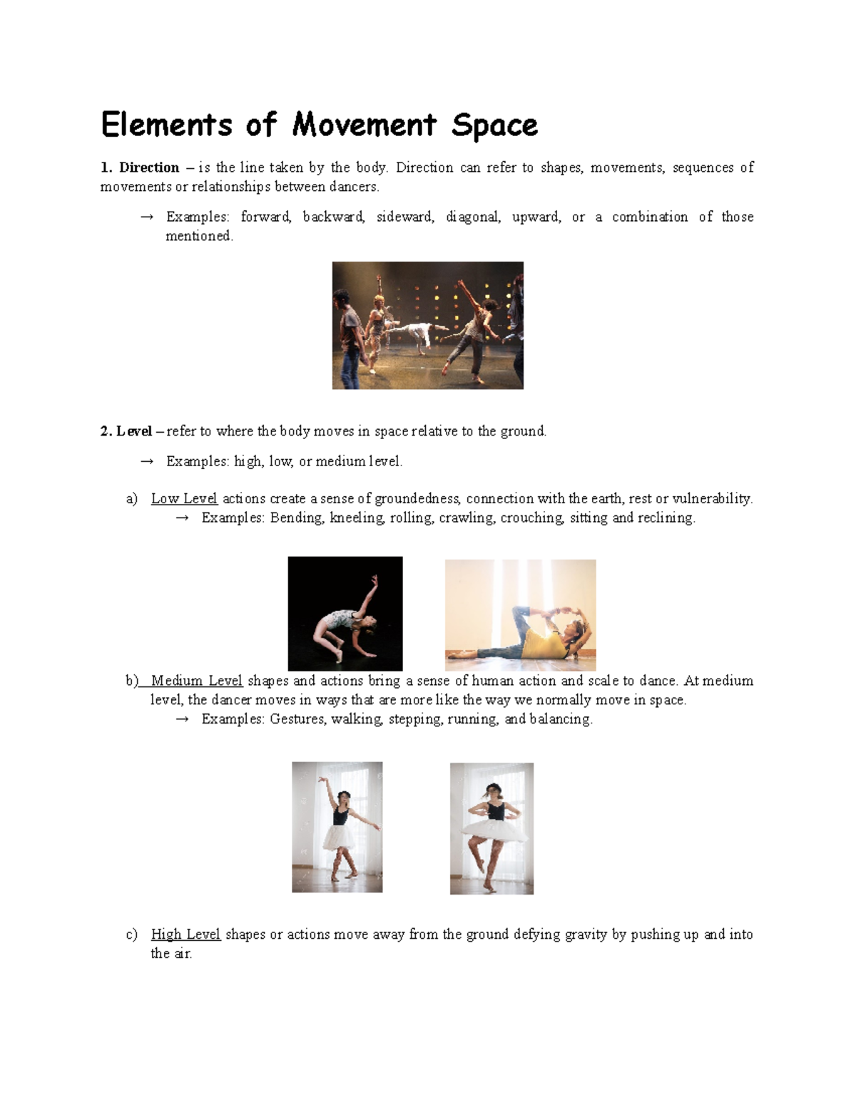 Elements of Movement Space: Direction, Level, Range & Floor Pattern ...