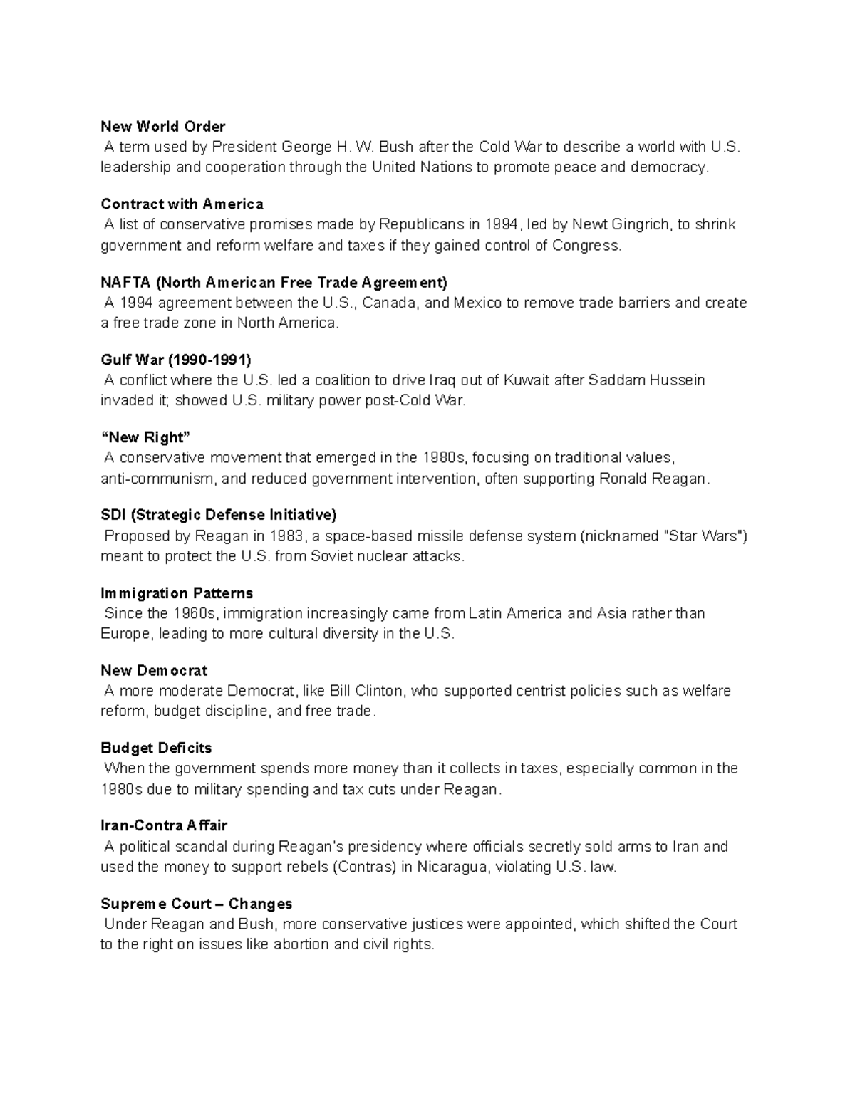 APUSH Unit 9 Vocabulary: Key Terms from Post-Cold War America - Studocu