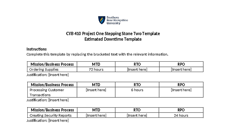 CYB 410 Project One Stepping Stone Two Template - CYB 410 Project One ...