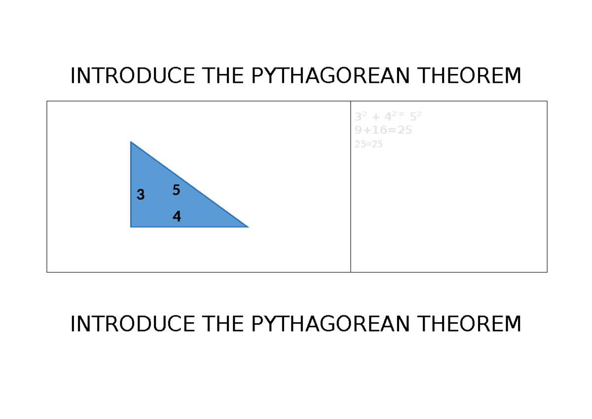 Introduce THE Pythagorean Theorem - Basic Math - INTRODUCE THE ...