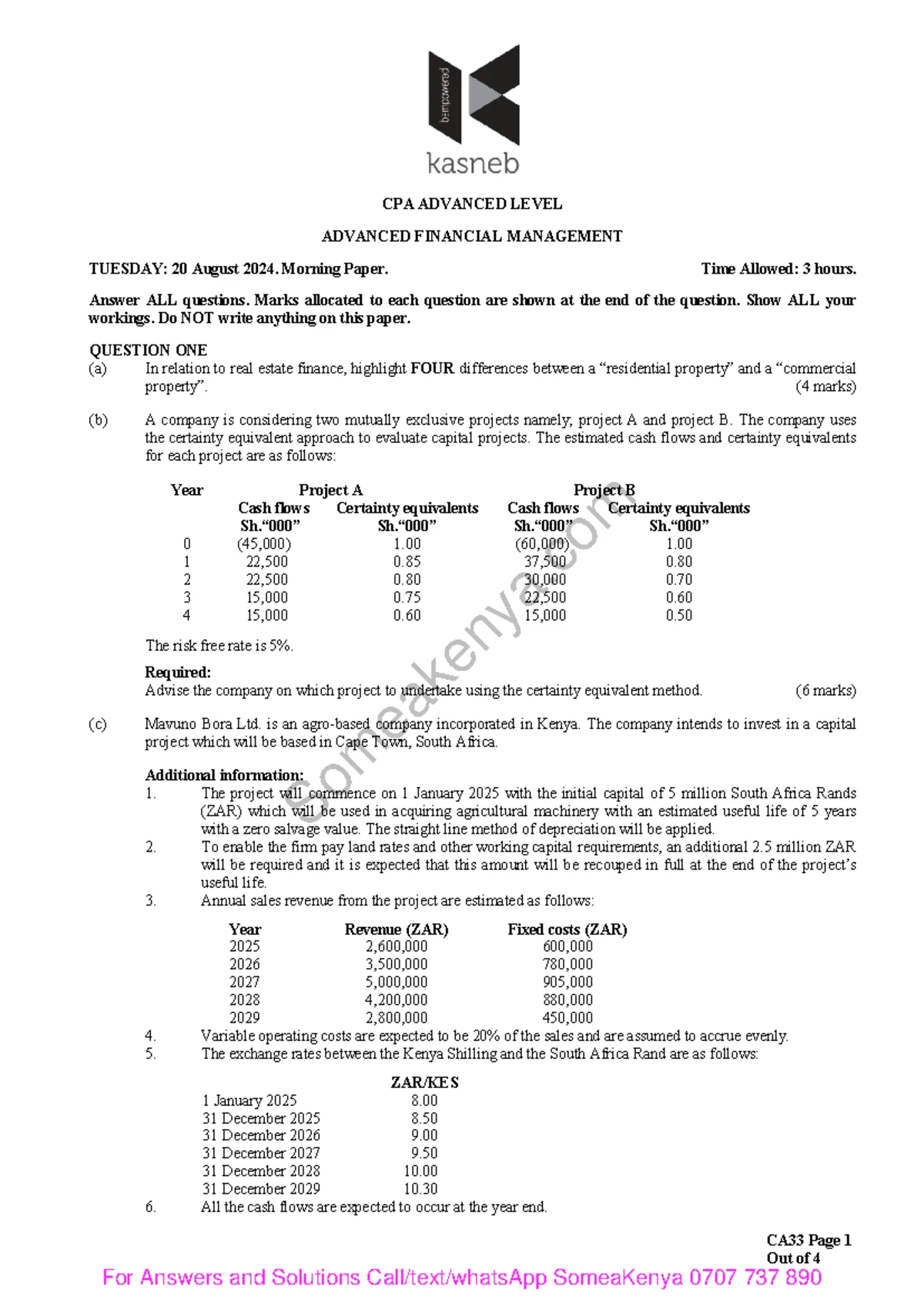 FRA August 2024 - CPA Intermediate Level Financial Reporting Past Paper ...