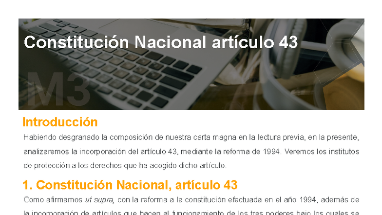 Análisis del Artículo 43 de la Constitución Nacional (CN) - Studocu