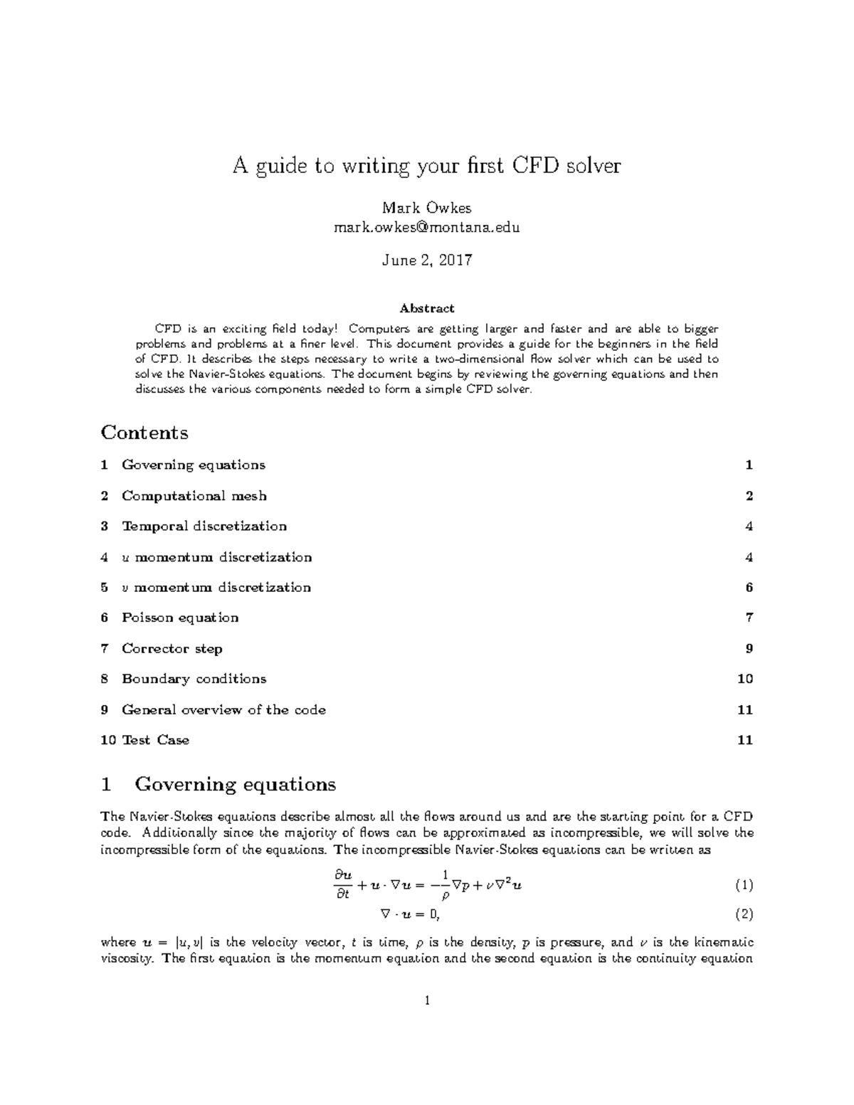 Guide to Coding Your First CFD Solver: A Beginner's Manual - Studocu