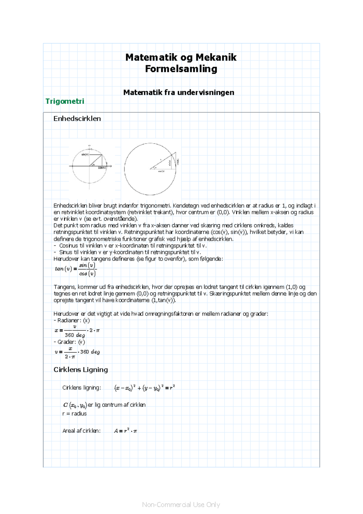 Matematik og Mekanik - Formelsamling for Trigonomi og ...