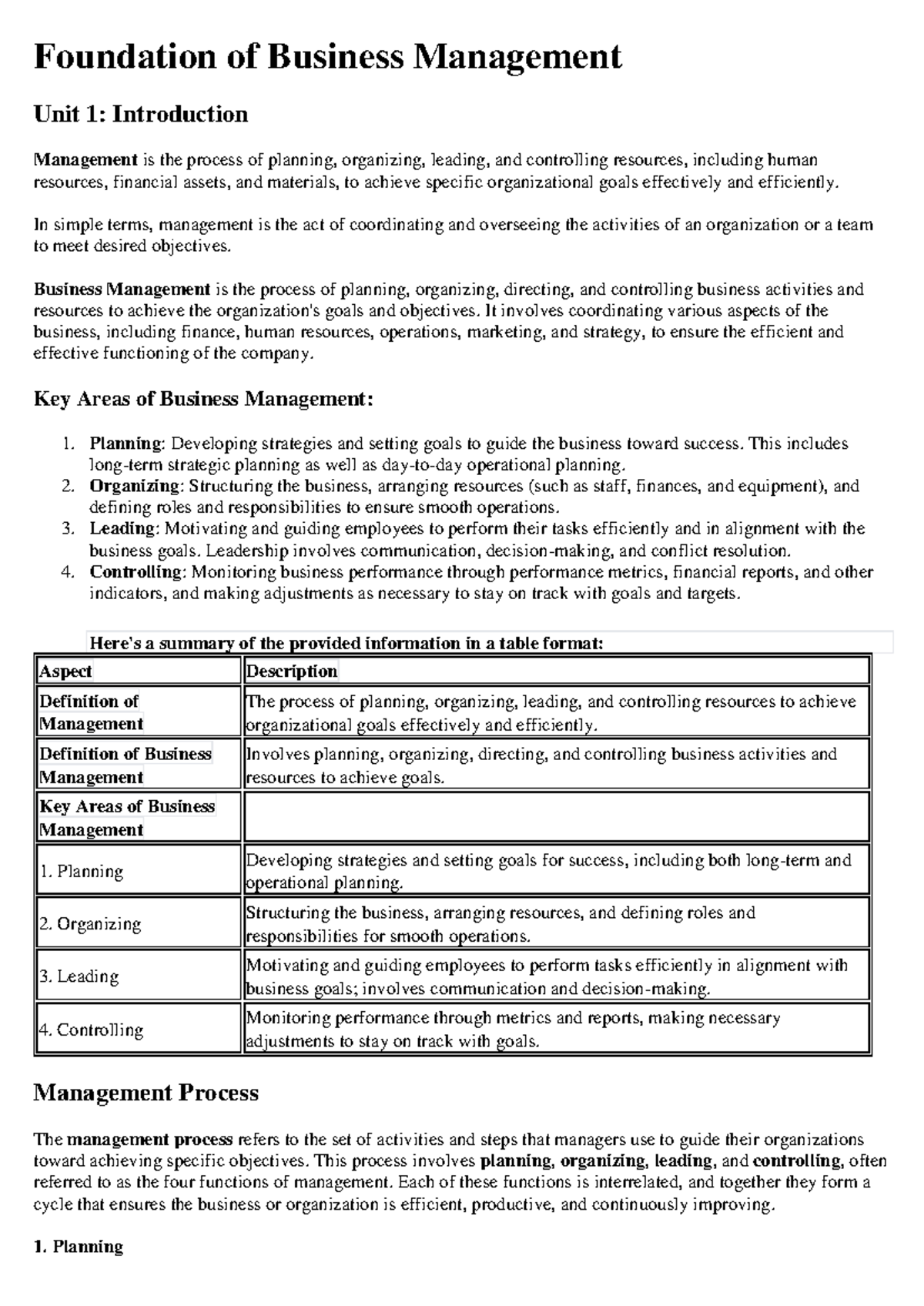 Foundations of Business Management Notes (Part 1) - Overview & Key ...