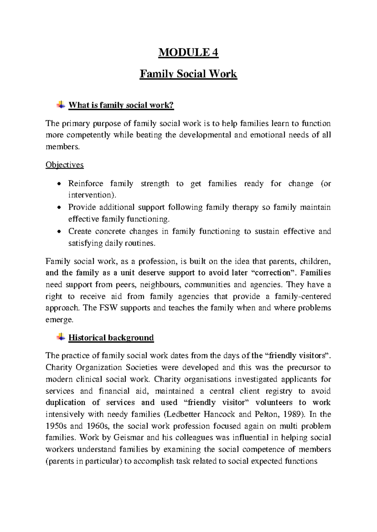 Module 4: Family Social Work Exploration and Practice Strategies - Studocu