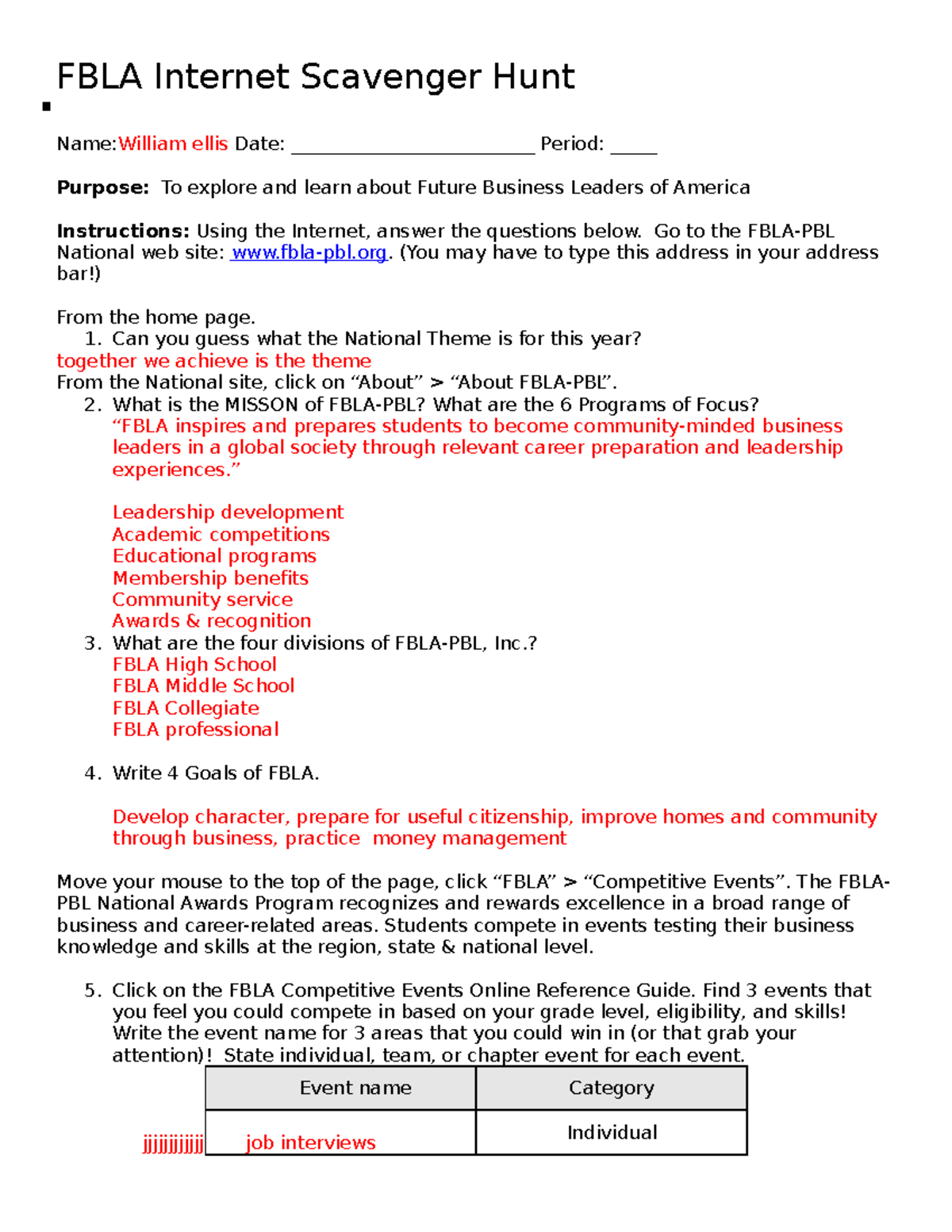 DLD - Revised FBLA Internet Scavenger Hunt Guide for Students - Studocu