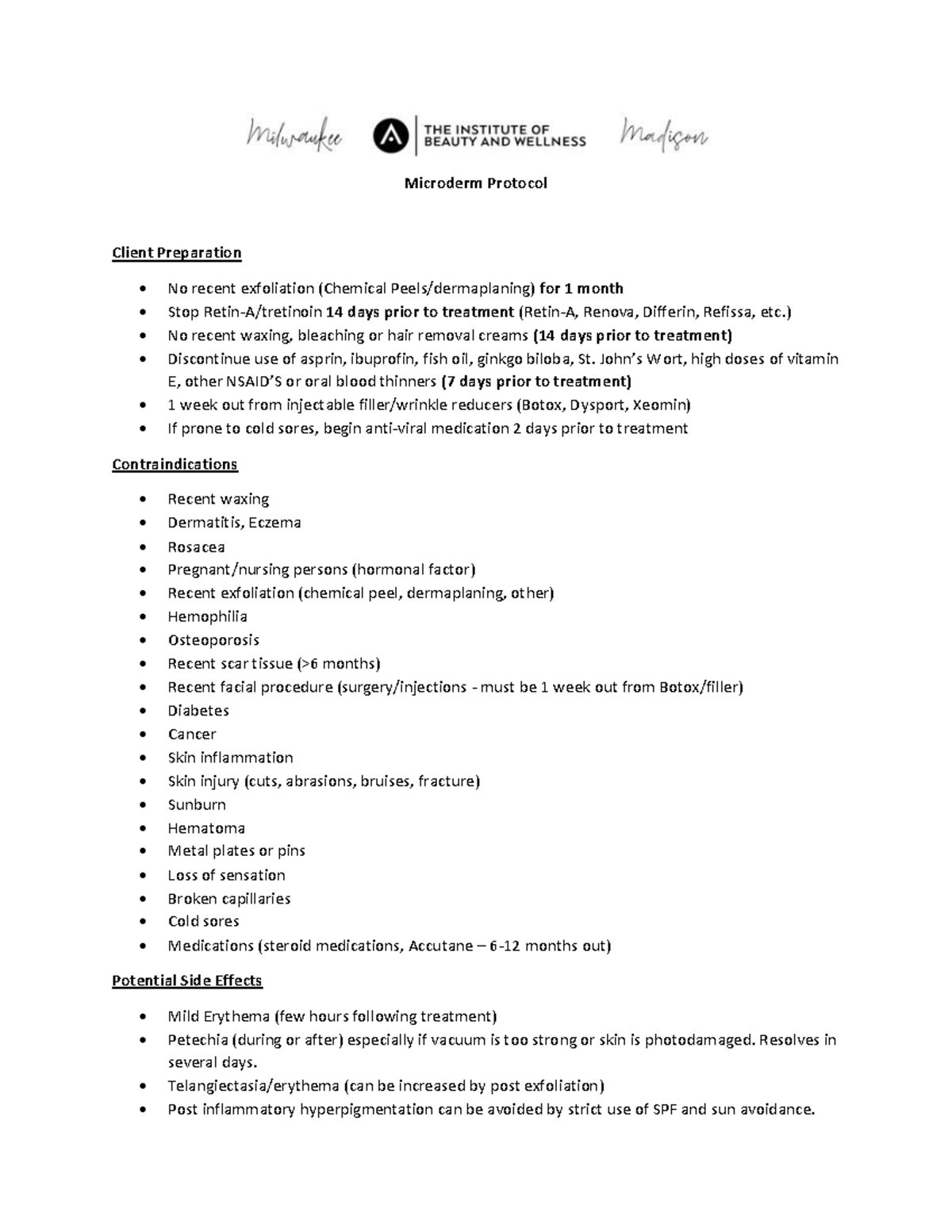 Microderm Protocol Client Prep Guidelines for Treatment - Studocu