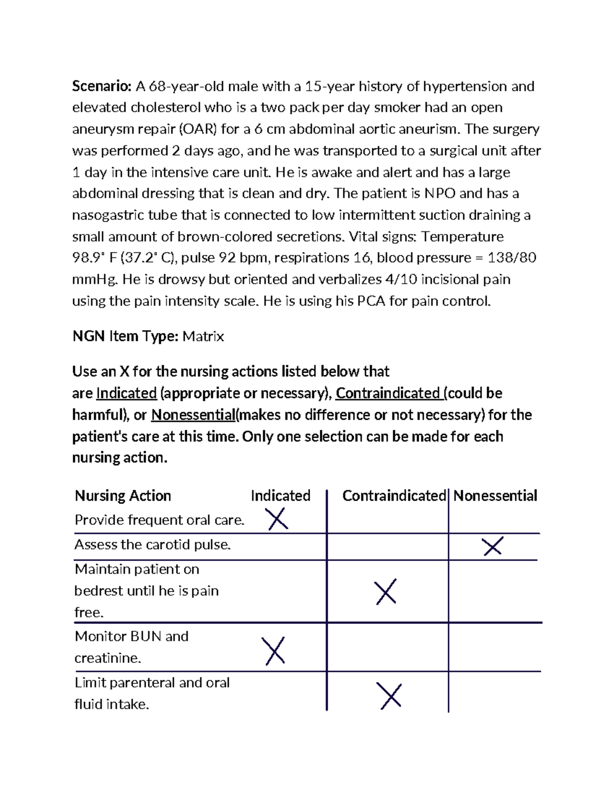 Case Study 2: Post-Op Care for Abdominal Aortic Aneurysm Repair - Studocu