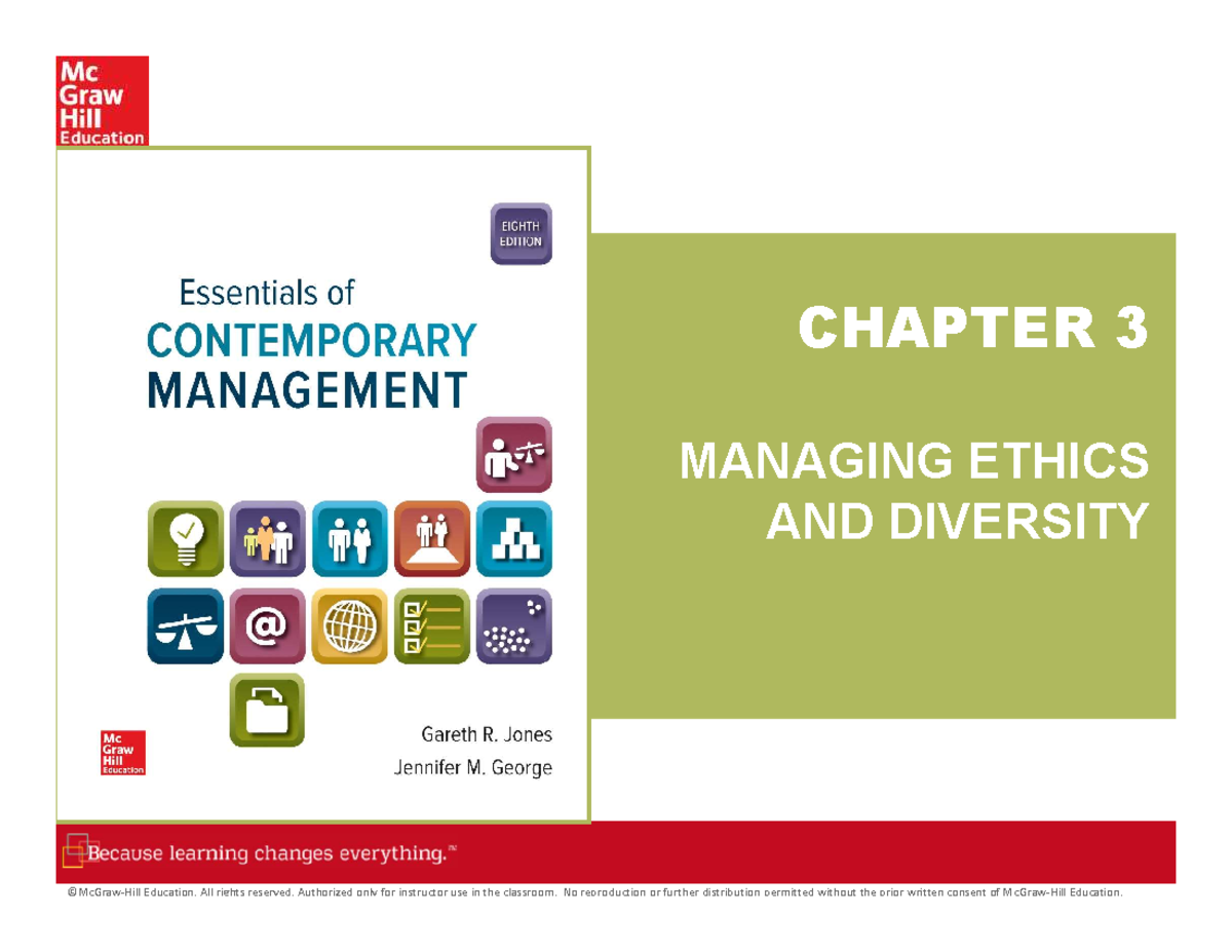 Chap 3 MANAGING ETHICS AND DIVERSITY - CHAPTER 3CHAPTER 3 MANAGING ...