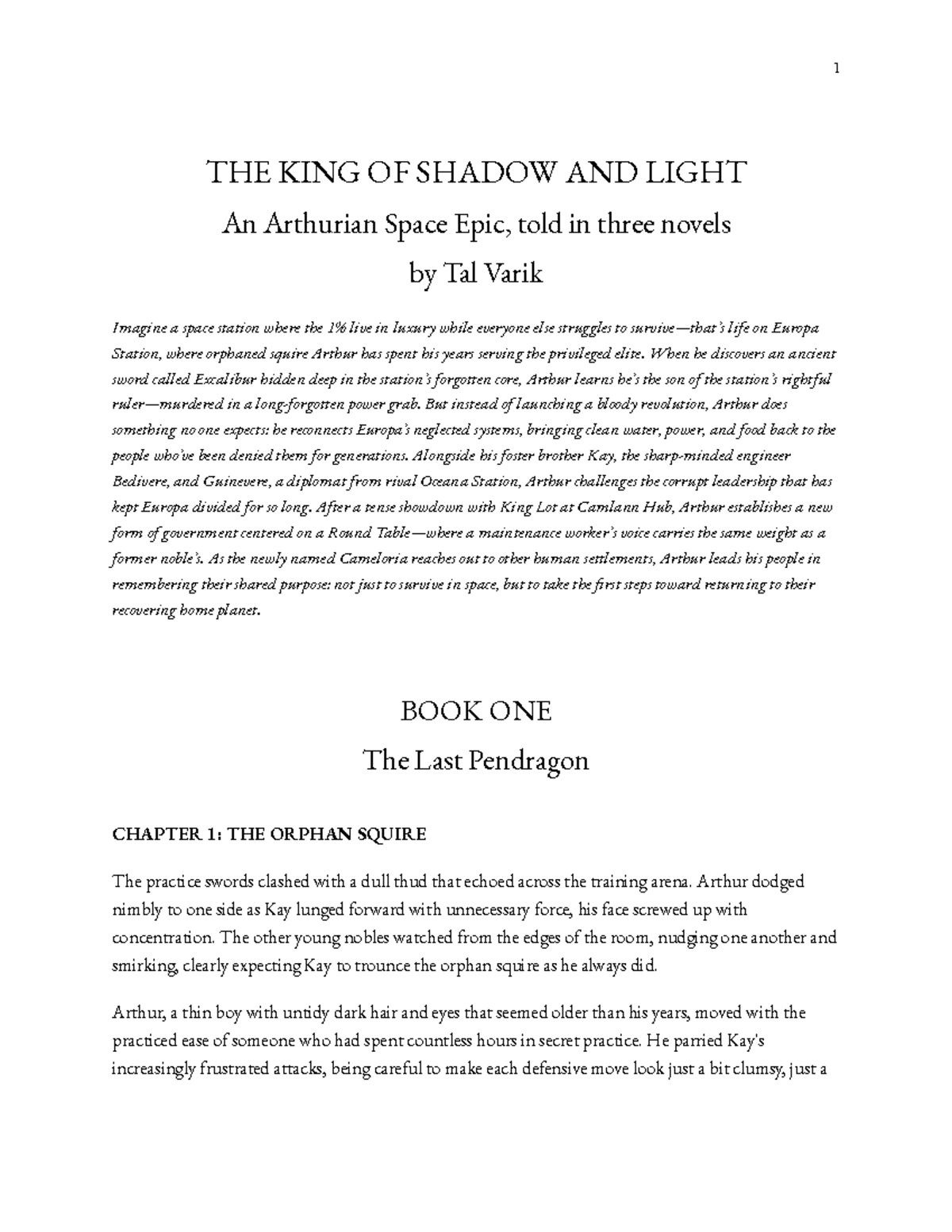 Excalibur Book One: The Last Pendragon - An Arthurian Space Epic - THE ...