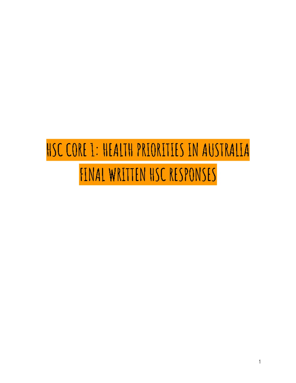 Pdhpe HSC Core 1: Health Priorities in Australia - Study Notes - Studocu