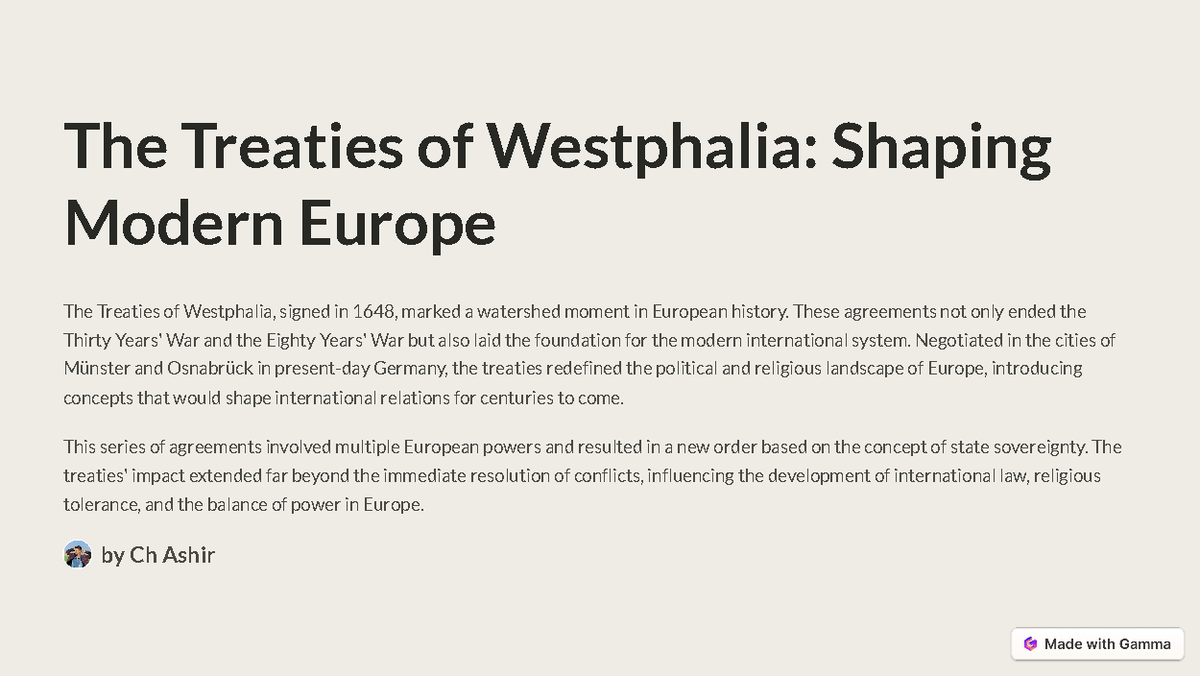 The Influence of the 1648 Treaties of Westphalia on Modern Europe - Studocu