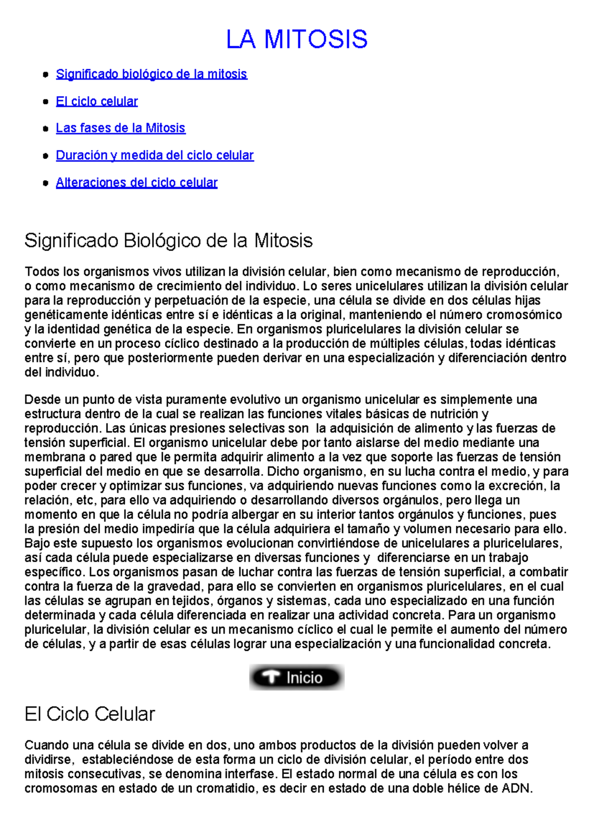 05 - La Mitosis: Significado Biológico y Fases del Ciclo Celular - Studocu
