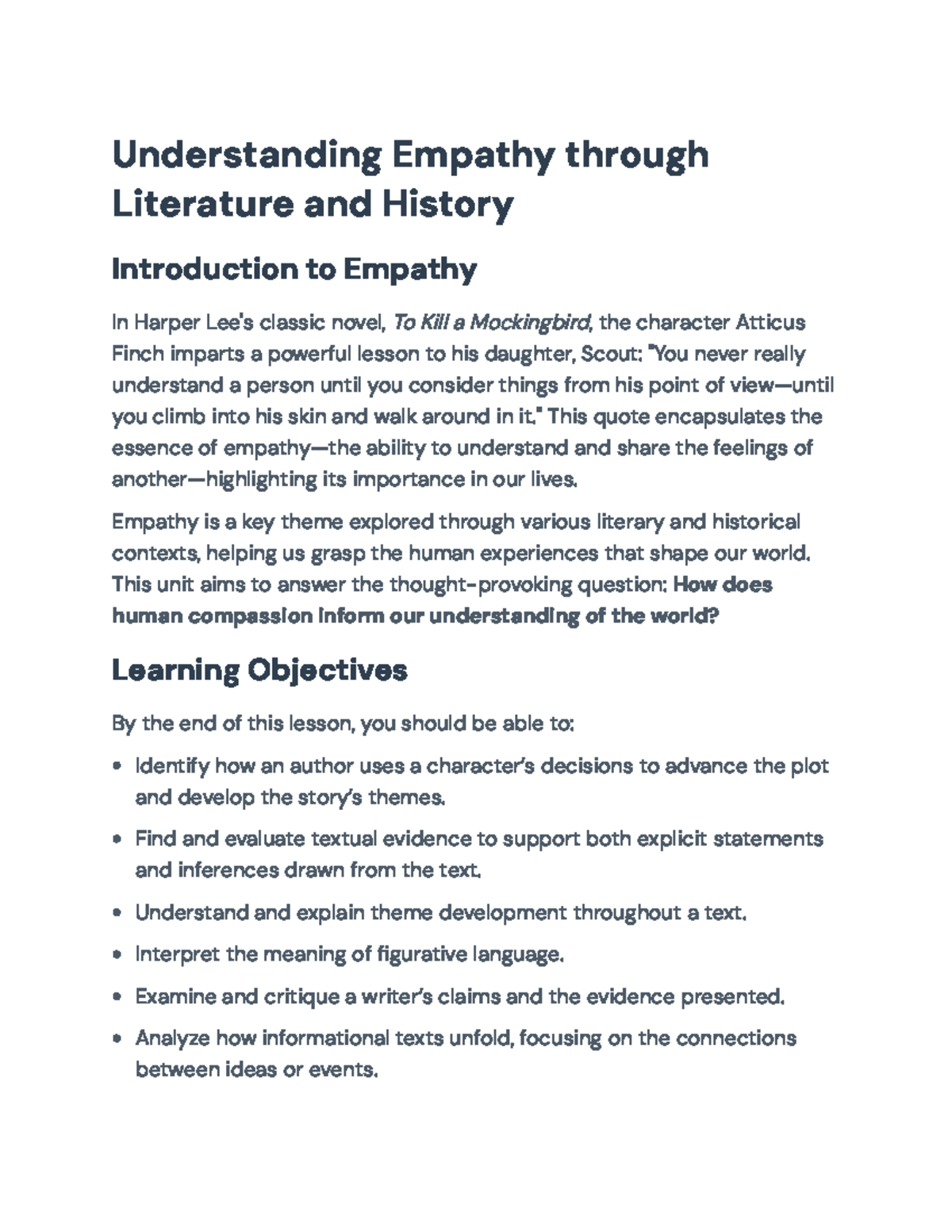 ENG 301: Empathy in Literature & History - Analytical Insights - Studocu