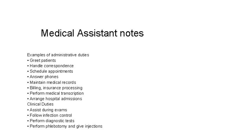 Medical Assistant Notes & Terminology Guide (MA 101) - Studocu