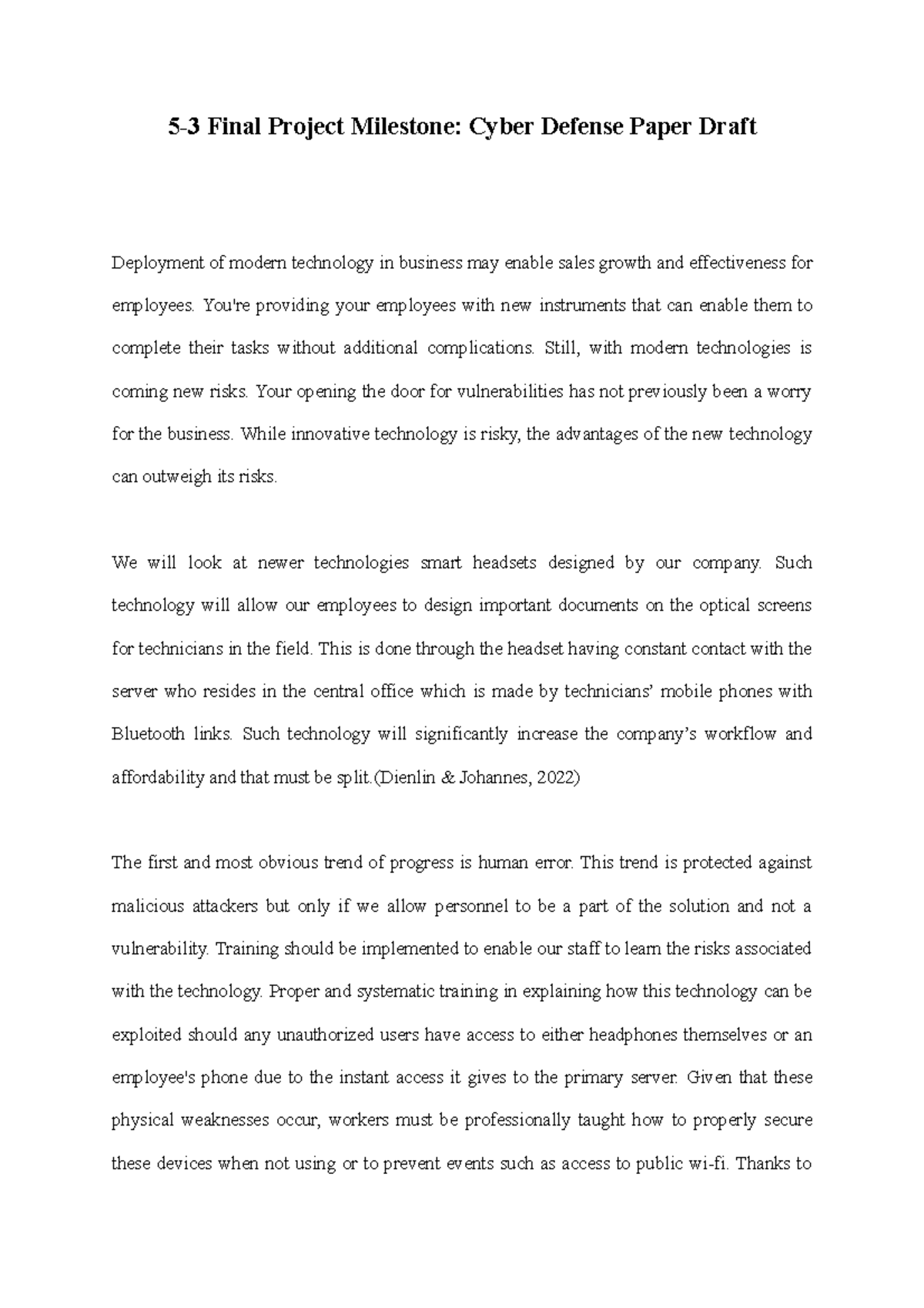 Paper Draft Sifa - 5-3 Final Project Milestone: Cyber Defense Paper ...