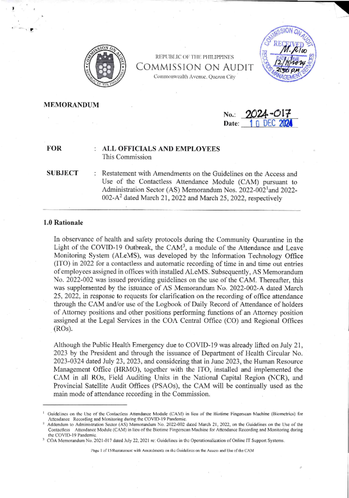 Memorandum 2024 - 017 0001 - I ifljvED a Ria’( TnT. IC (-)1.- 1’1 II: 1 ...