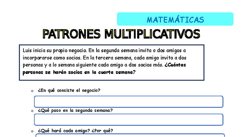 Ficha MATE- Patrones Multiplicativos y Crecimiento de Socios - Studocu