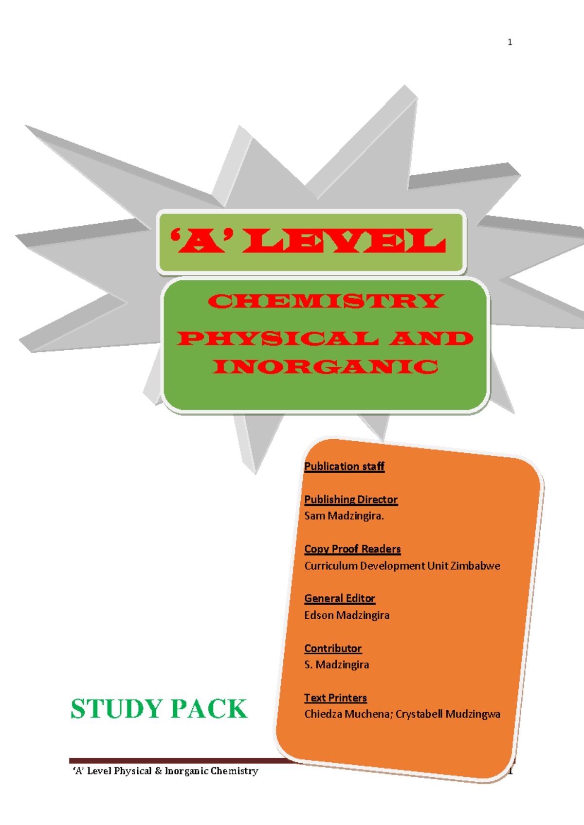A Level Physical and Inorganic Chemistry Study Pack - Studocu