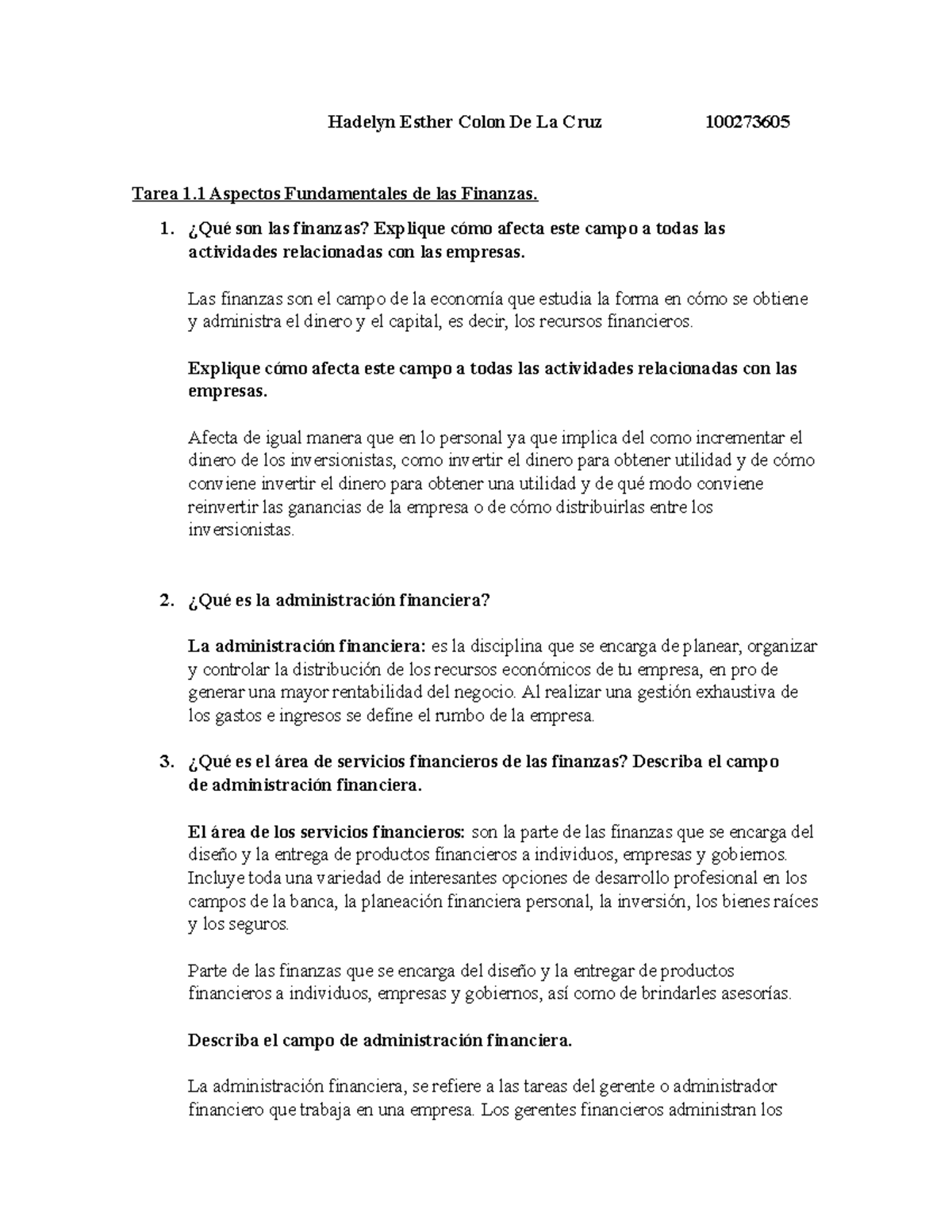 Unidad 1 Aspectos fundamentales de la finanzas - Hadelyn Esther Colon ...