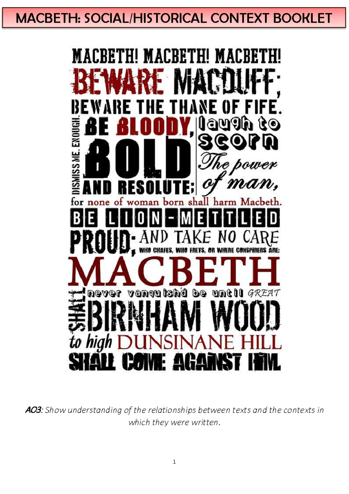 Year 10 Macbeth: Social & Historical Context Study Guide - Studocu