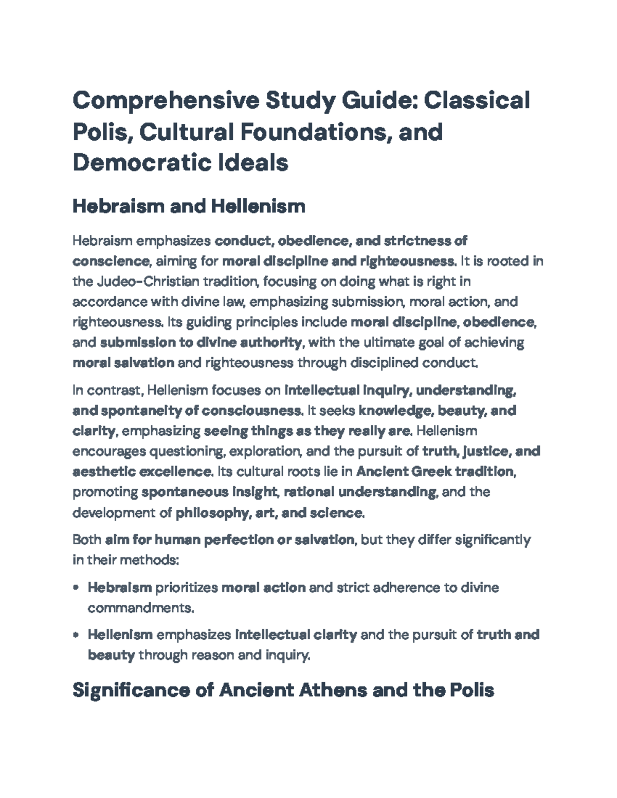 Comprehensive Study Guide: Classical Athenian Democracy & Cultural ...