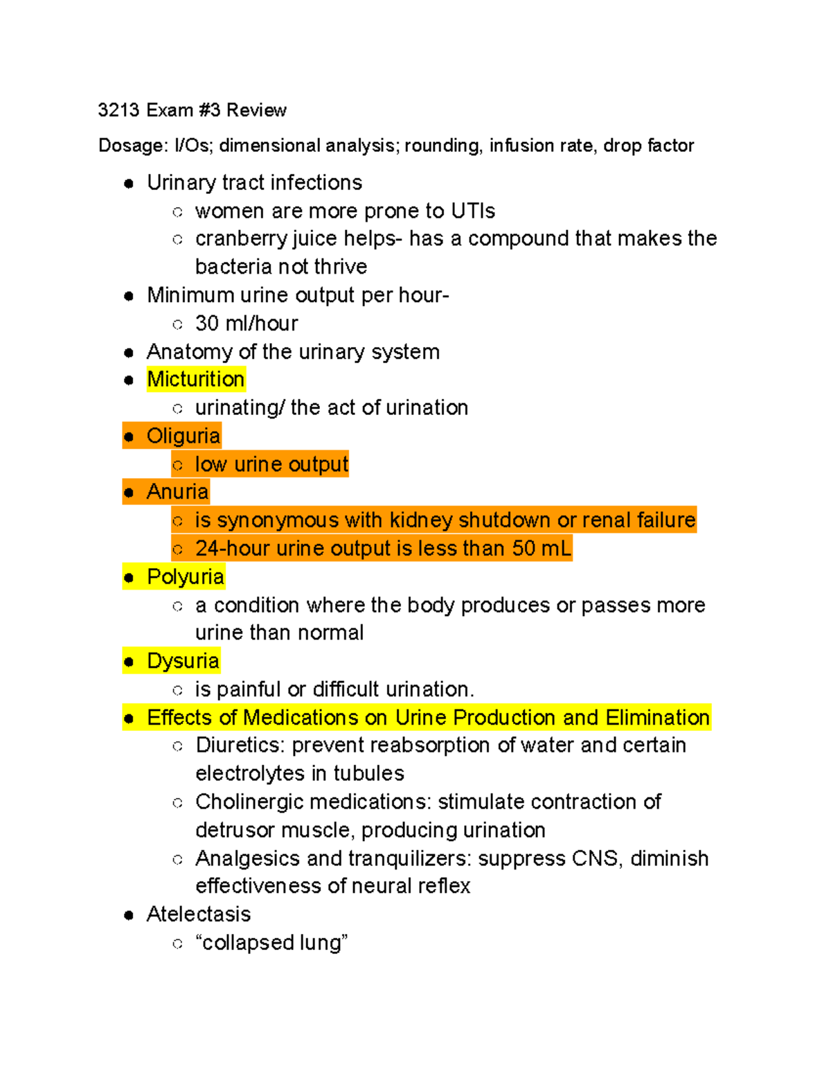 Exam #3 Review-3213-1 - exam 3 information - 3213 Exam #3 Review Dosage ...