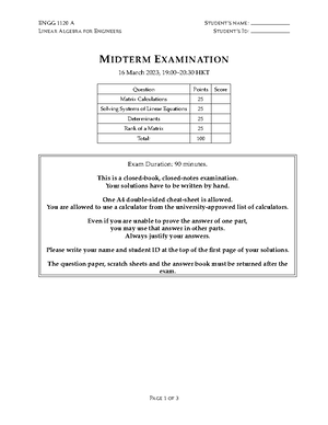 2024 Spring ENGG1120 Midterm Exam - ENGG 1120 SECTIONS A, C, D, E, F ...