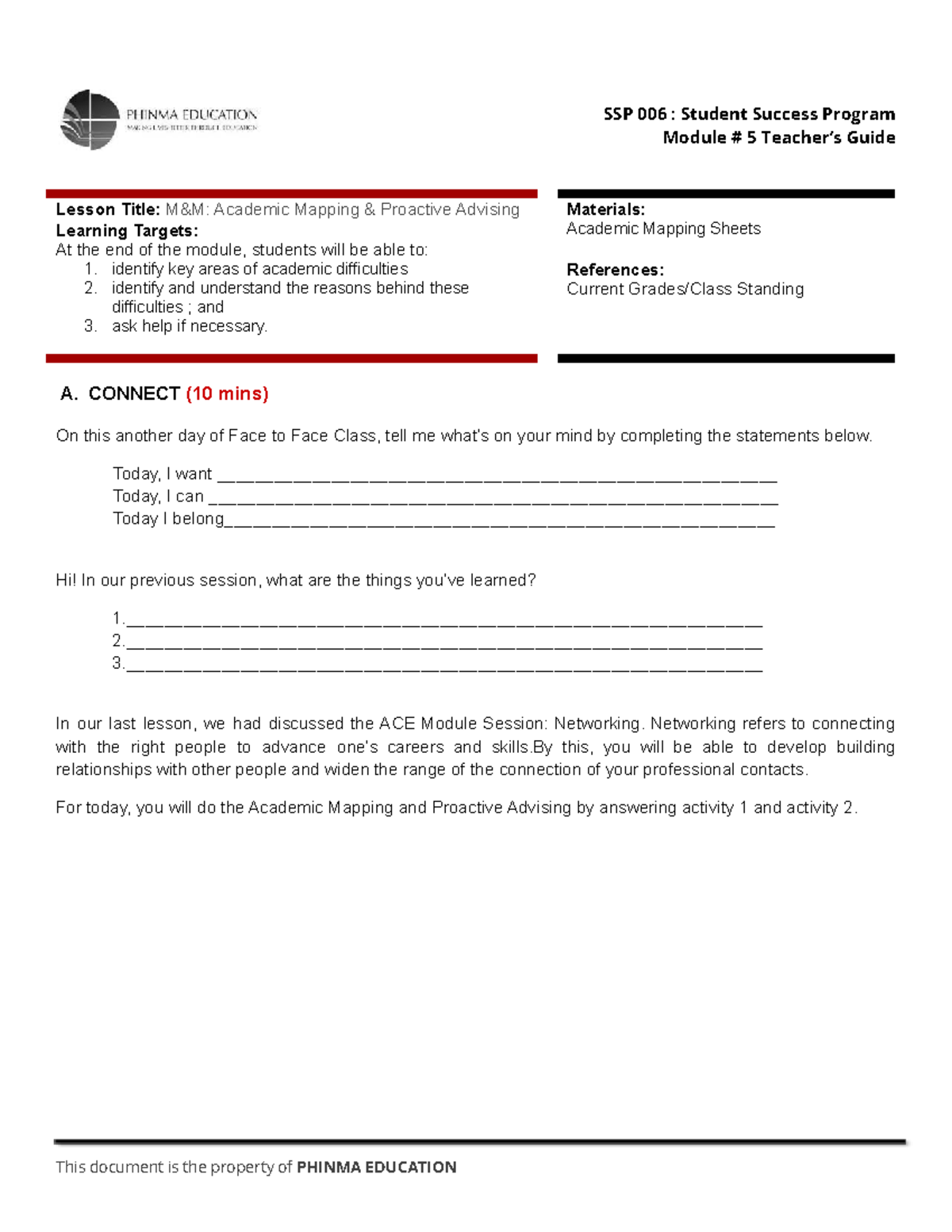 SSP 006: Student Success Program Module 5 - Academic Mapping Guide ...