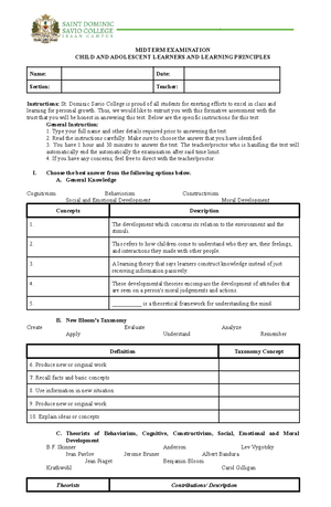 CIG- Child and Adolescent Learners and Learning Principles - CURRICULUM ...