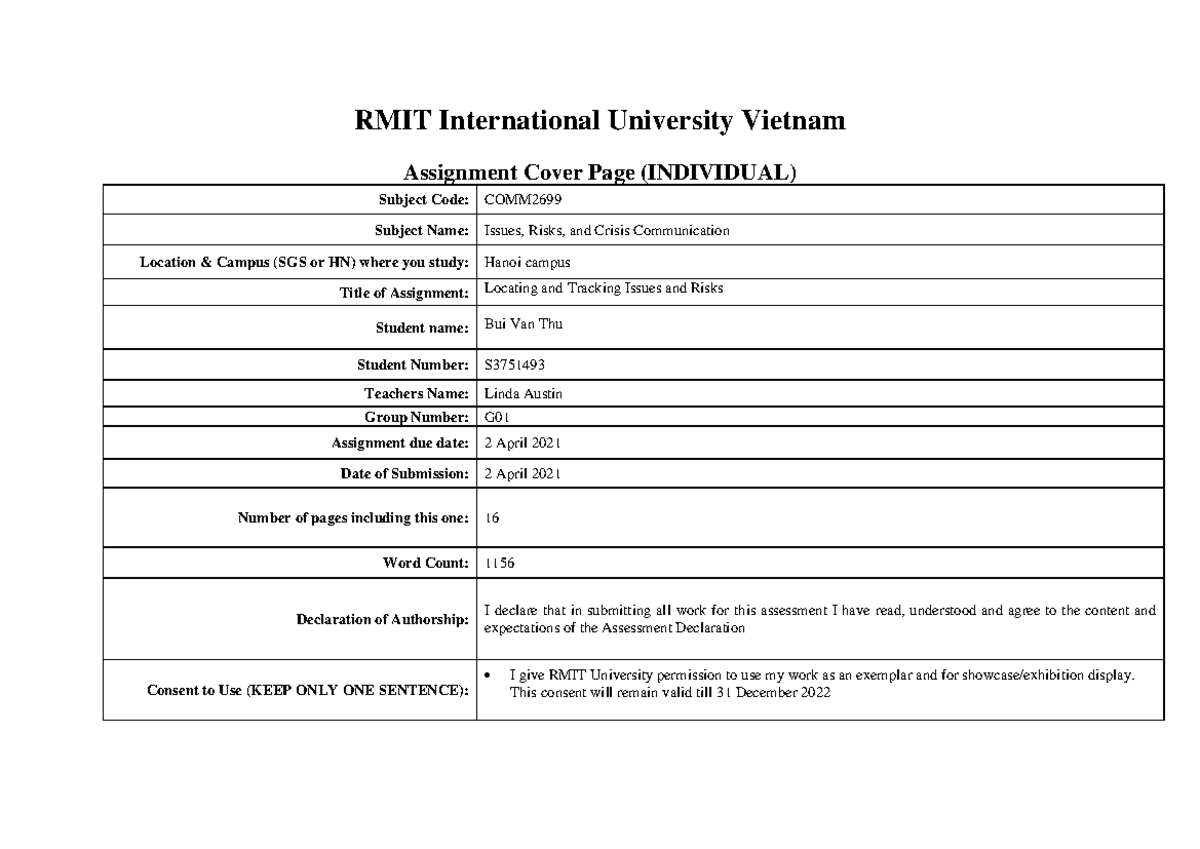 Issues Locating Report - RMIT International University Vietnam ...