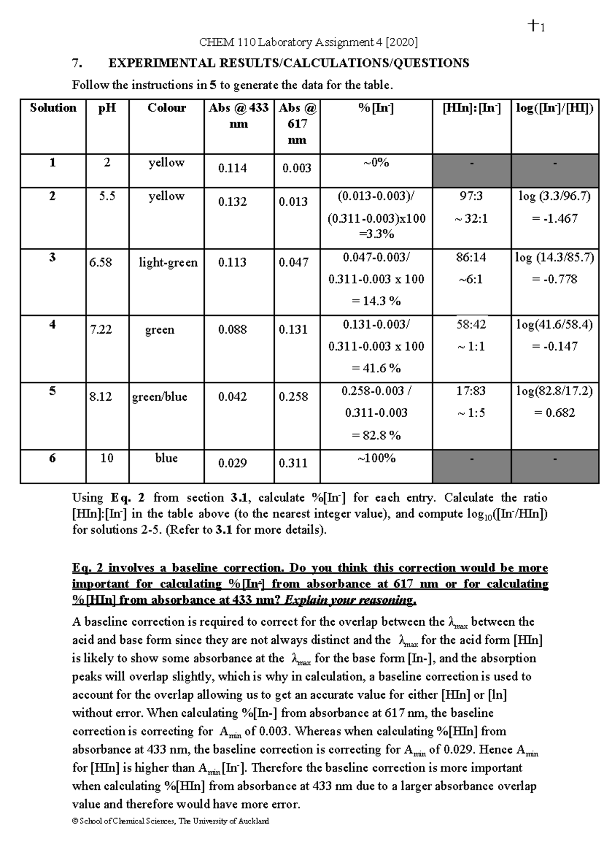 CHEM110 Lab 4 Template - 1 CHEM 110 Laboratory Assignment 4 [2020] 7. EXPERIMENTAL - Studocu
