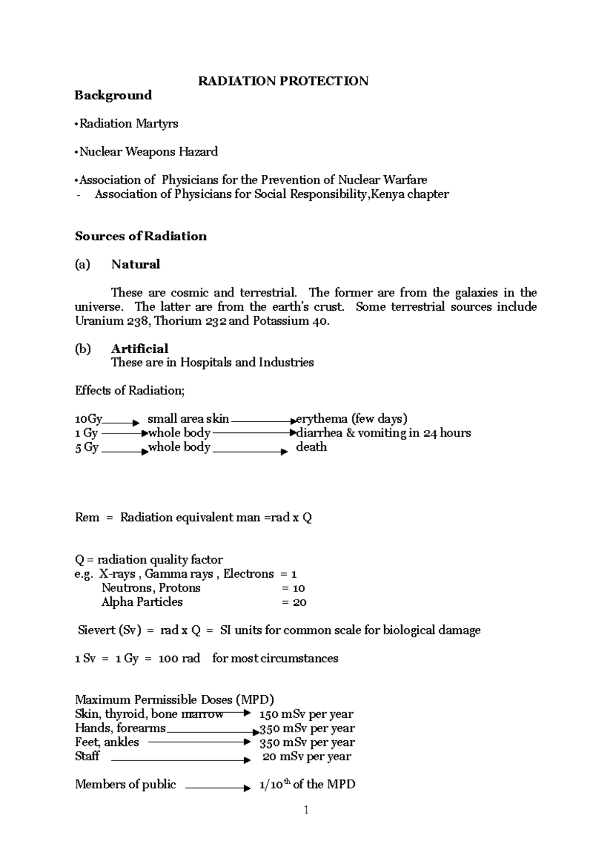 Radiation Protection - Radiology Lecture Notes (Radiology 101) - Studocu
