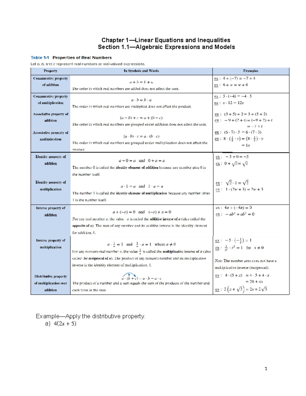 Chapter 1 Notes: Equations, Inequalities & Expressions - Studocu