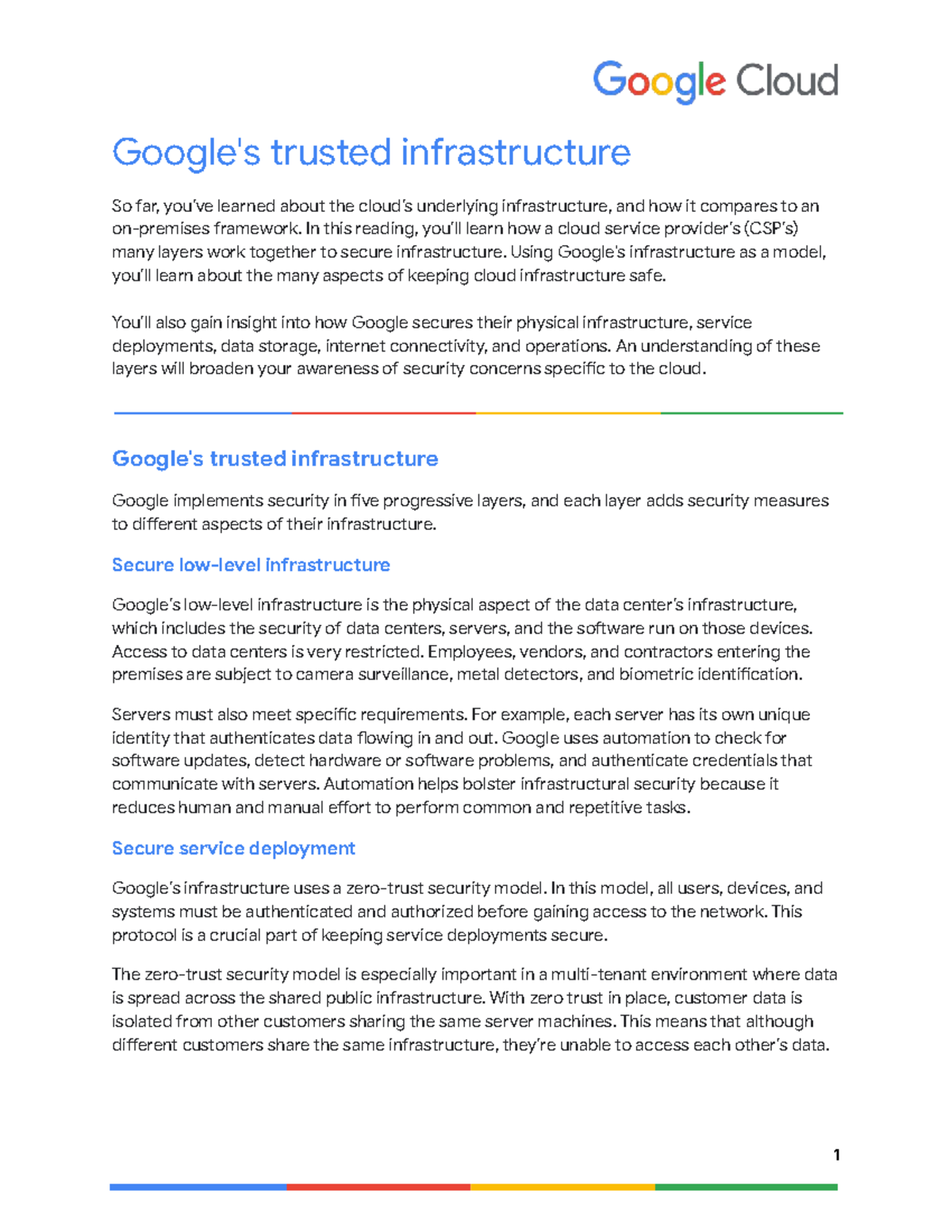 Google's Trusted Infrastructure: Security Layers Explained - Studocu