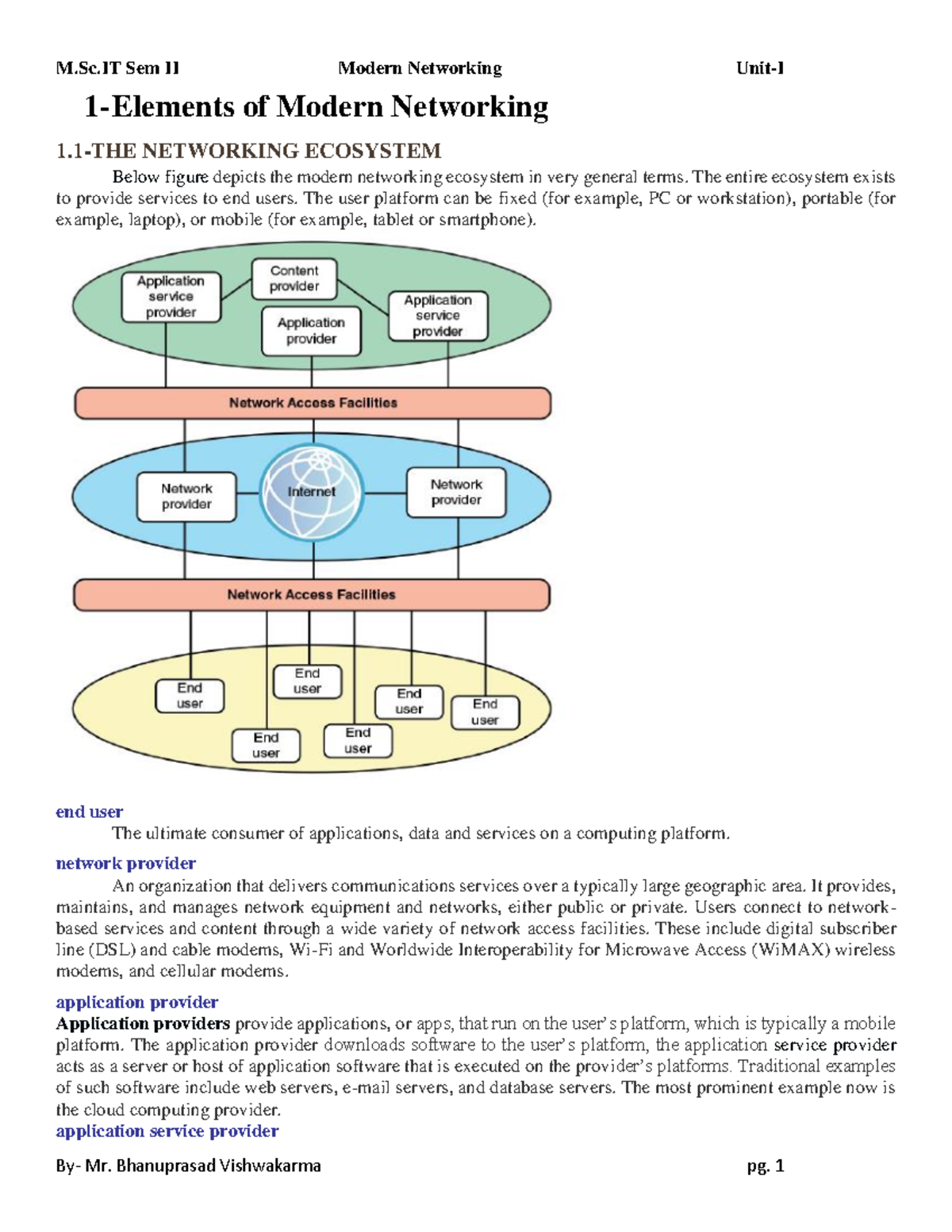 Modern Networking Sem 2 Mscit Part 1 All Unit 1 Notes 1 Elements Of