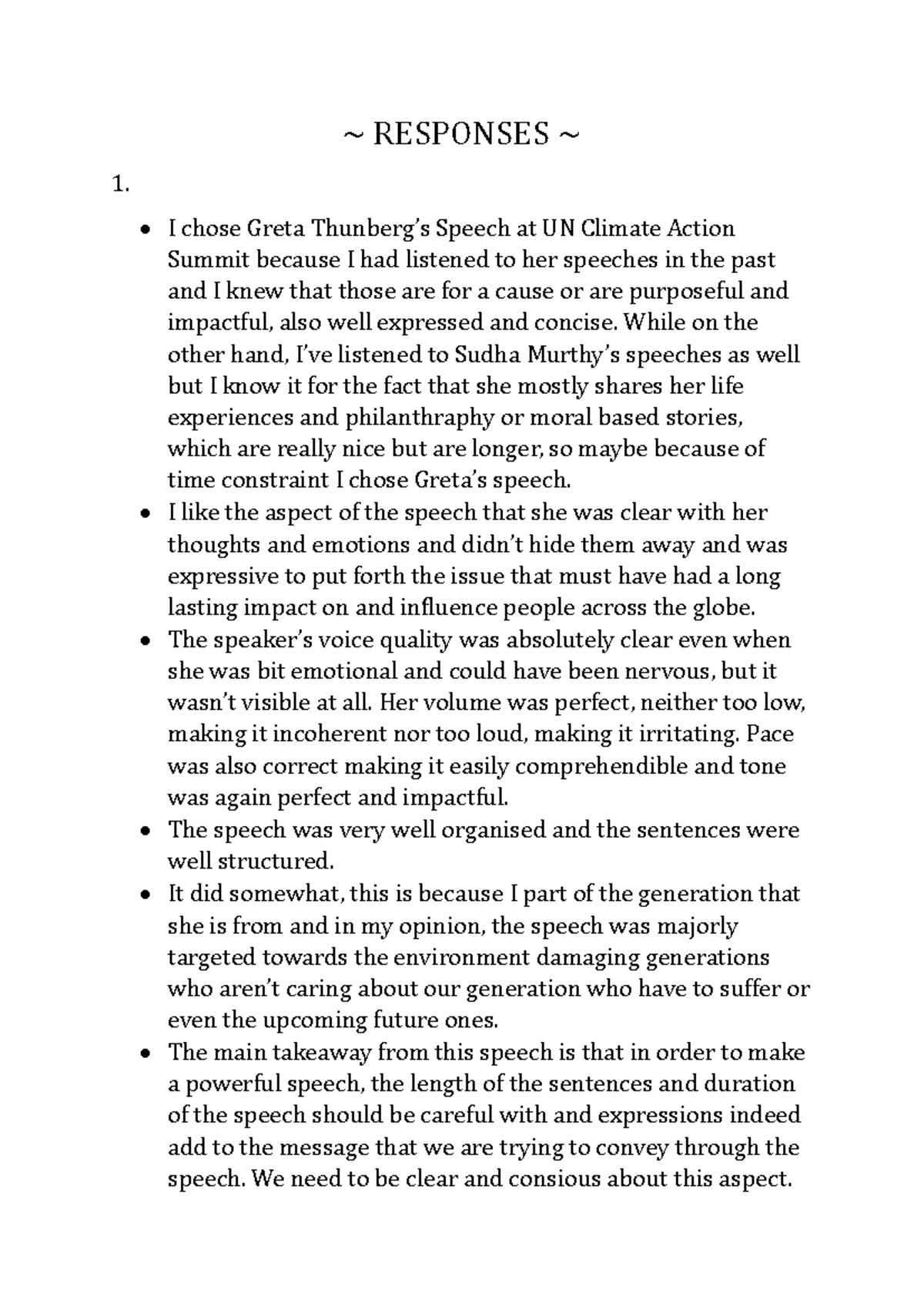 Unscripted Task 1 (Q1) - Analysis of Greta's Speech Impact - Studocu