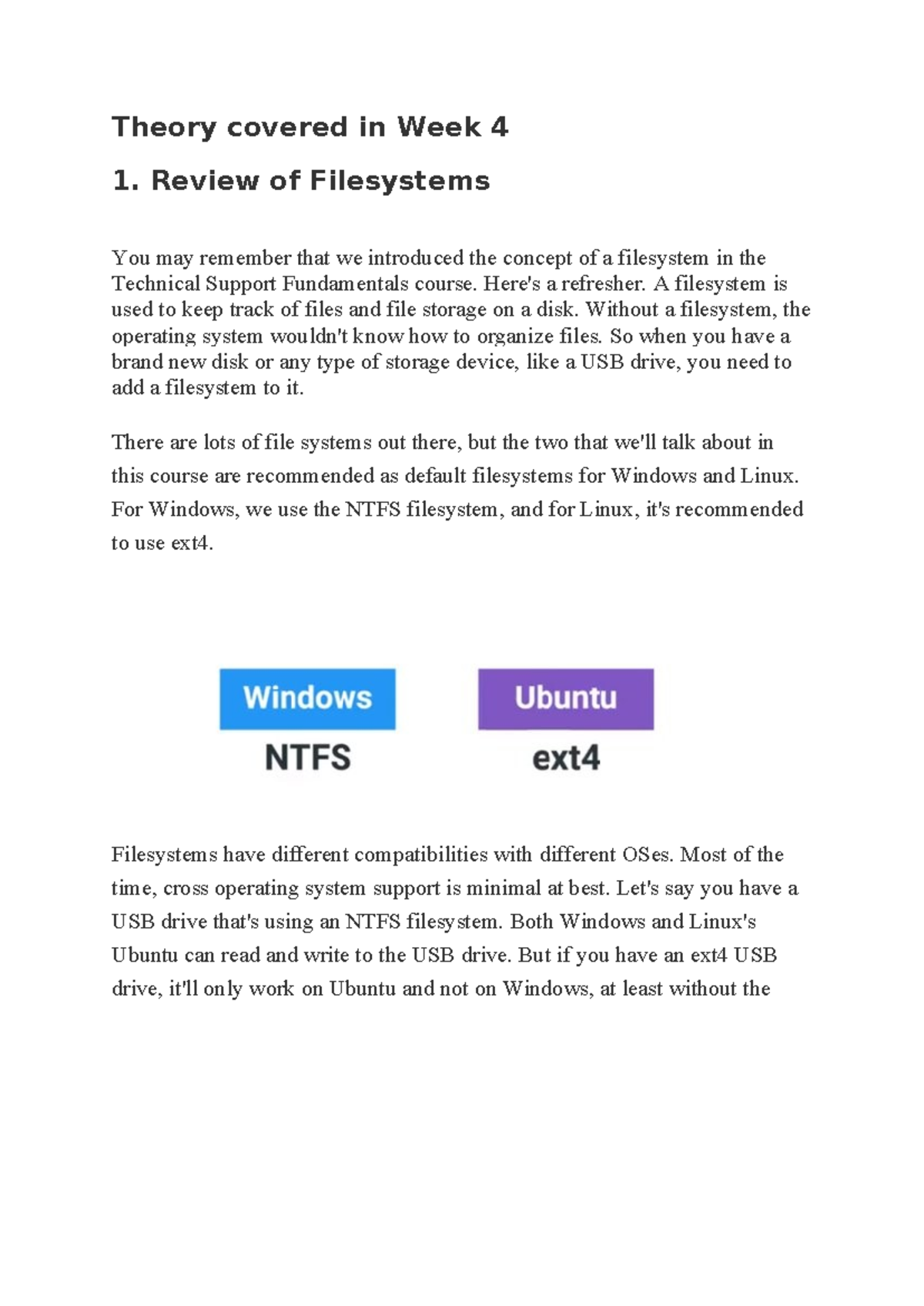 Week 4 Theory: Filesystems, Partitions, and Disk Management - Studocu