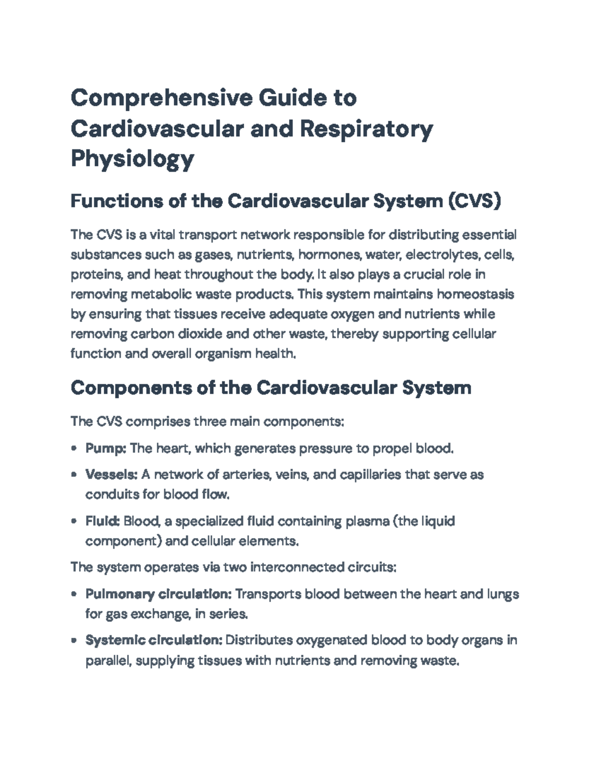 Comprehensive Guide to CVS & Respiratory Physiology Functions and ...