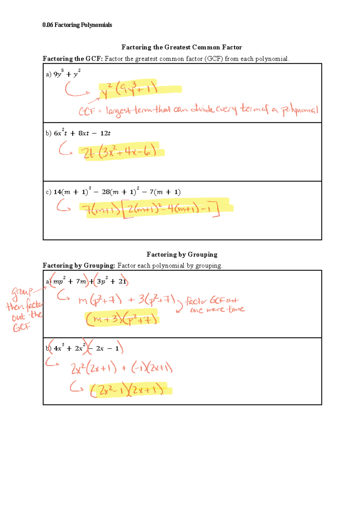 Factoring Polynomials Practice Exercises and Solutions - Factoring the ...